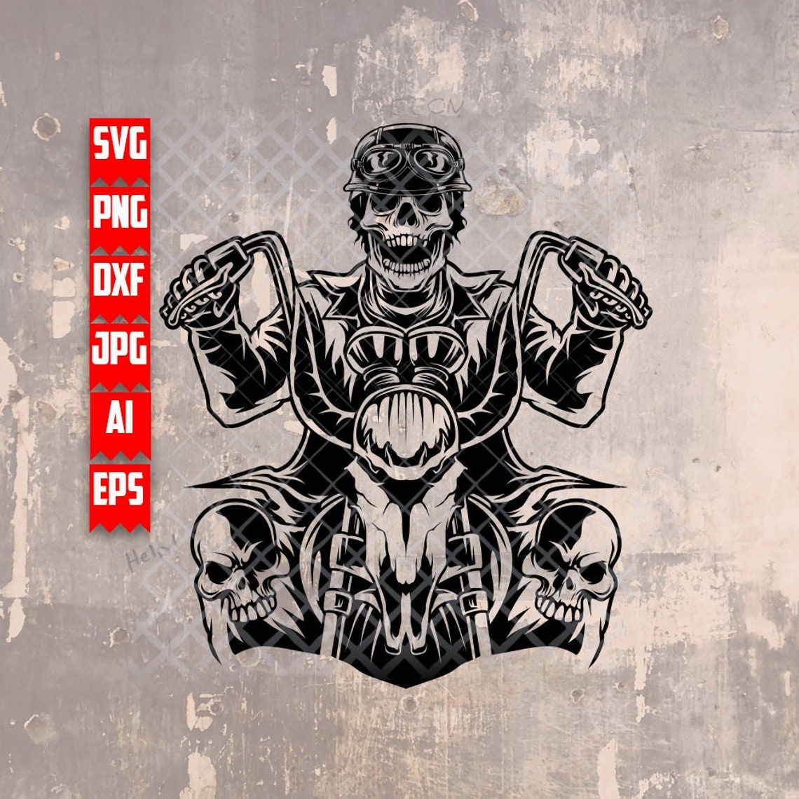 Biker Skull Svg Bike Rally T-shirt Design Png Motorbike - Etsy