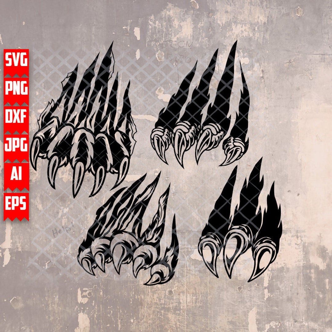 4 Scratch Claw Svg | Animal Claw Clipart | Bear Teddy Scratch Cut File ...