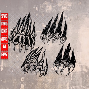 4 Scratch Claw Svg | Animal Claw Clipart | Bear Teddy Scratch Cut File ...