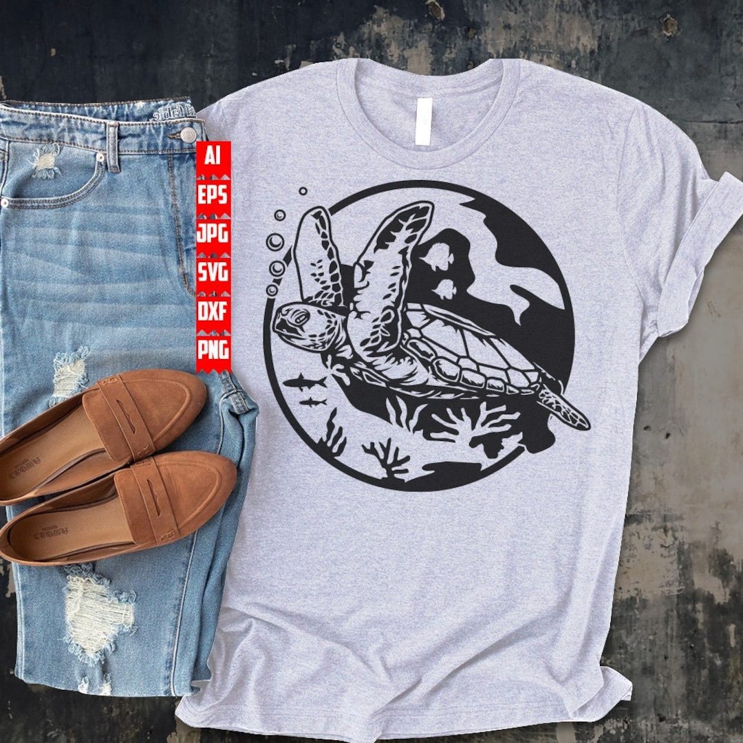 Sea Turtle Scene Svg | Marine Life Clipart | Summer Vibes Cutfile ...