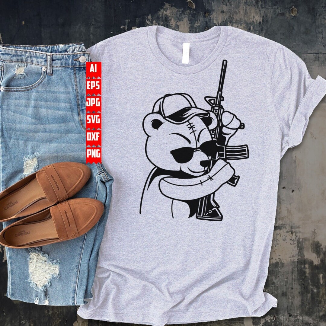 Teddy With Gun Svg | Grizzly Bear Clipart | Mafia Cutfile | Gangster Grizz Dxf | Hipster Teddy ...