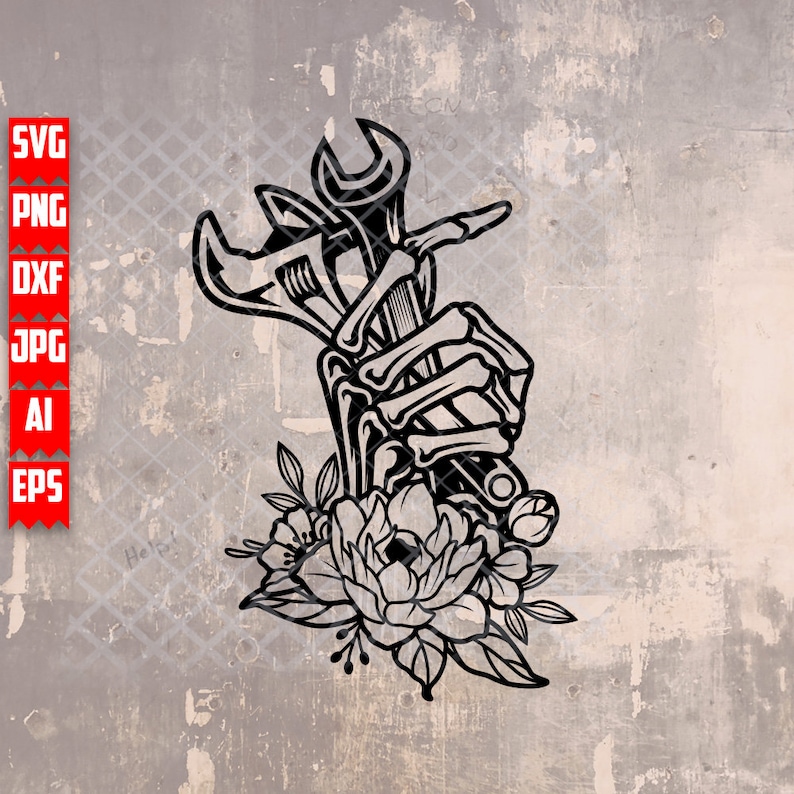 Skeleton Mechanic Hand Svg Mechanical Dad Gift Idea - Etsy