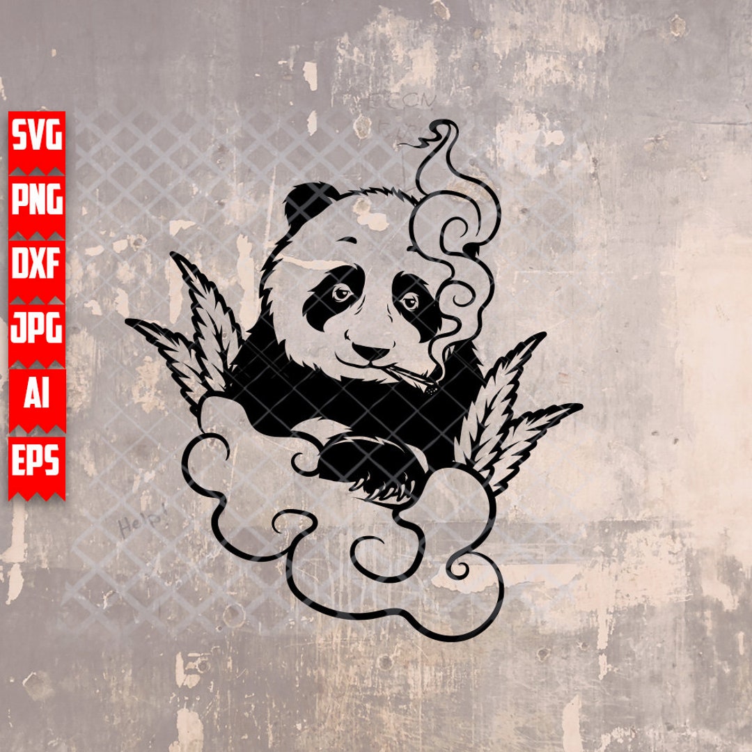 Panda High Smoking Weed Svg | Rasta Animal Clipart | High Life Stencil ...