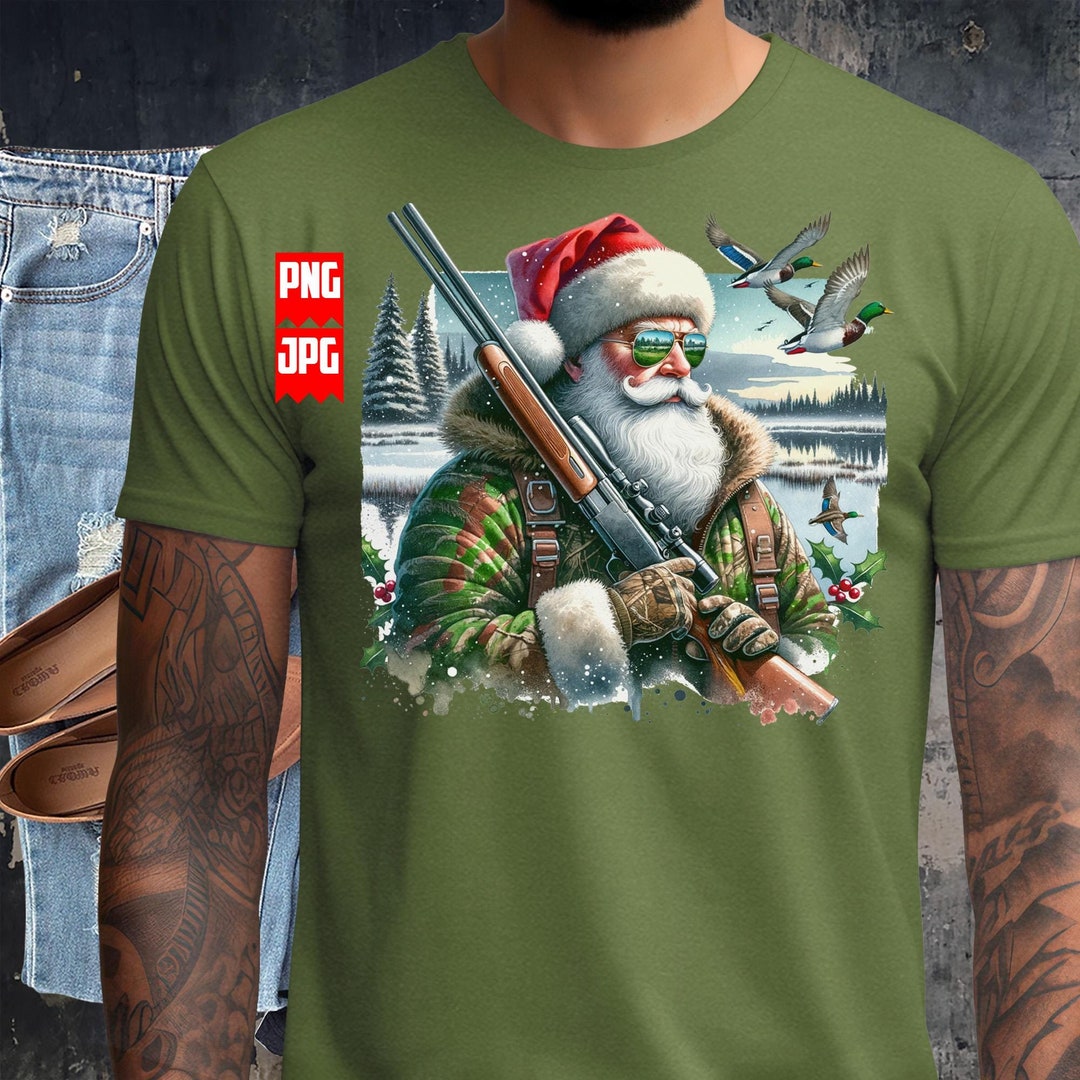 Santa Hunter Png, Hunting Dad Clipart, Cool Santa Claus Jpeg, Winter ...