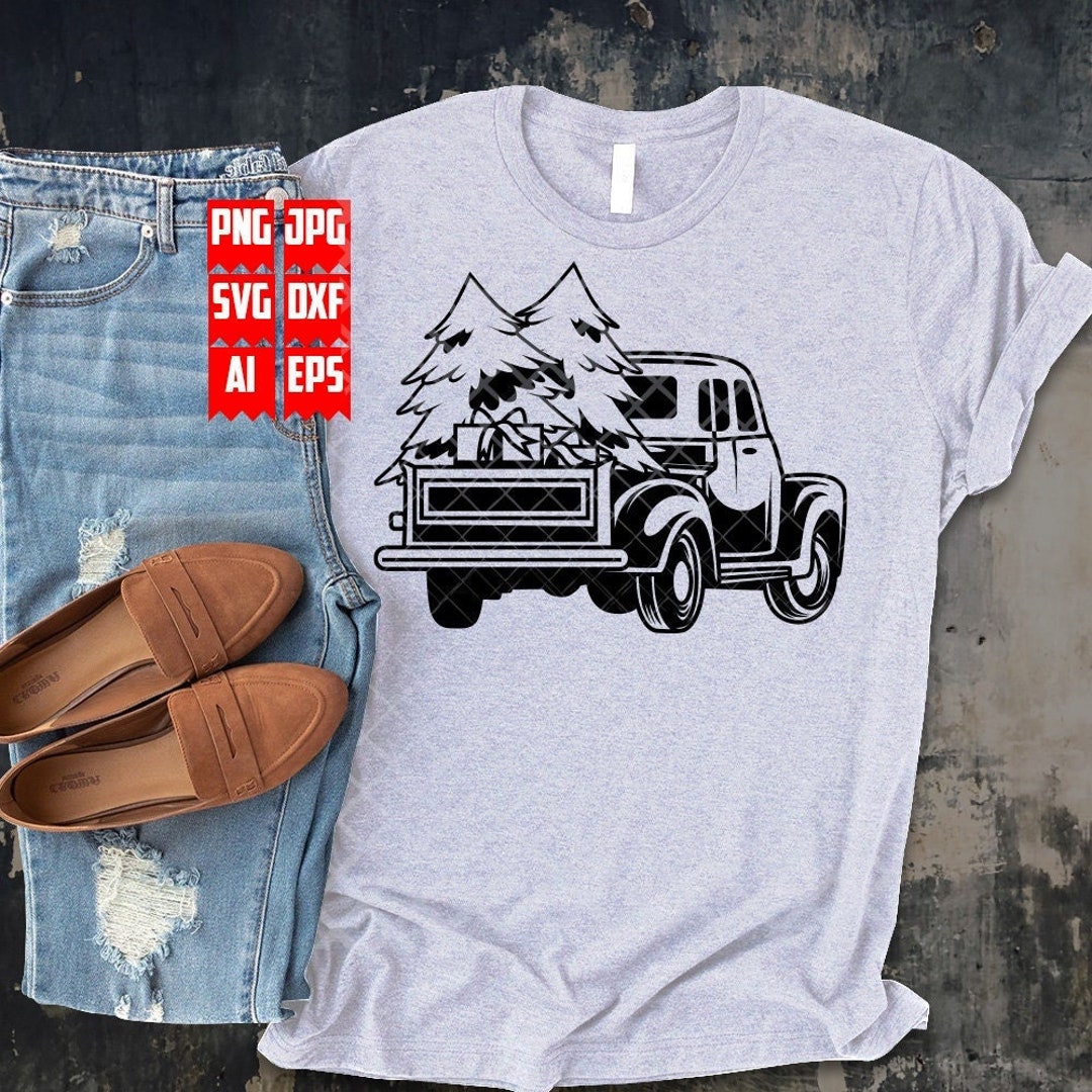 Farm Truck Christmas Tree Svg | Pine Tree Clipart | Tis the Season Dxf ...