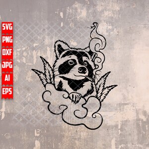 Raccoon High Smoking Weed Svg | Rasta Animal Clipart | High Life ...