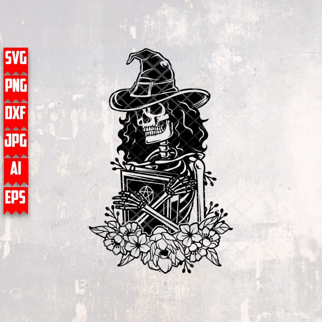 Witch Skull Svg | Floral Skeleton Clipart | Witchcraft Cutfile ...