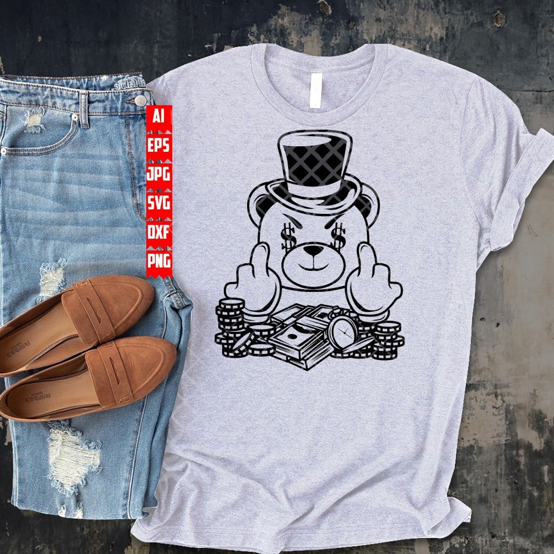 Rich Teddy Svg | Gangster Teddy Clipart | Hippie Animal Cutfile ...