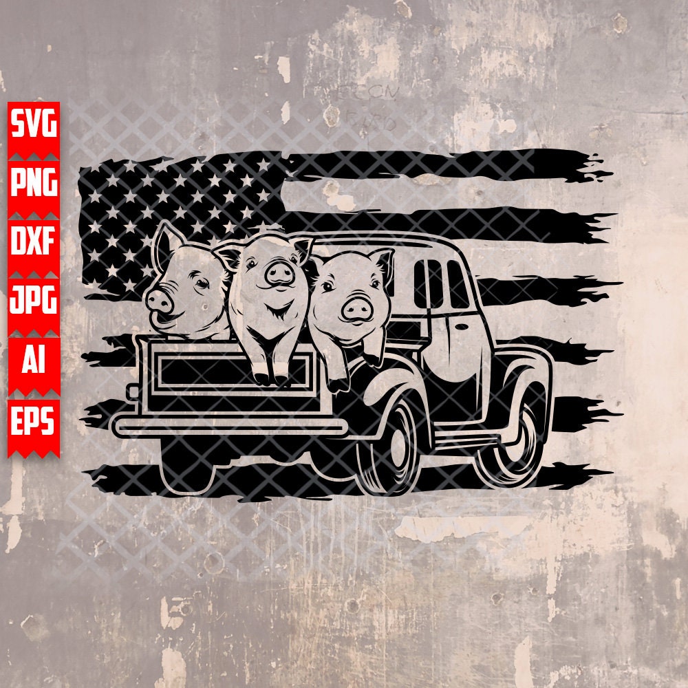 3 US Farm Pig in Farm Truck Svg Files Cute Farm Pigs Svg - Etsy