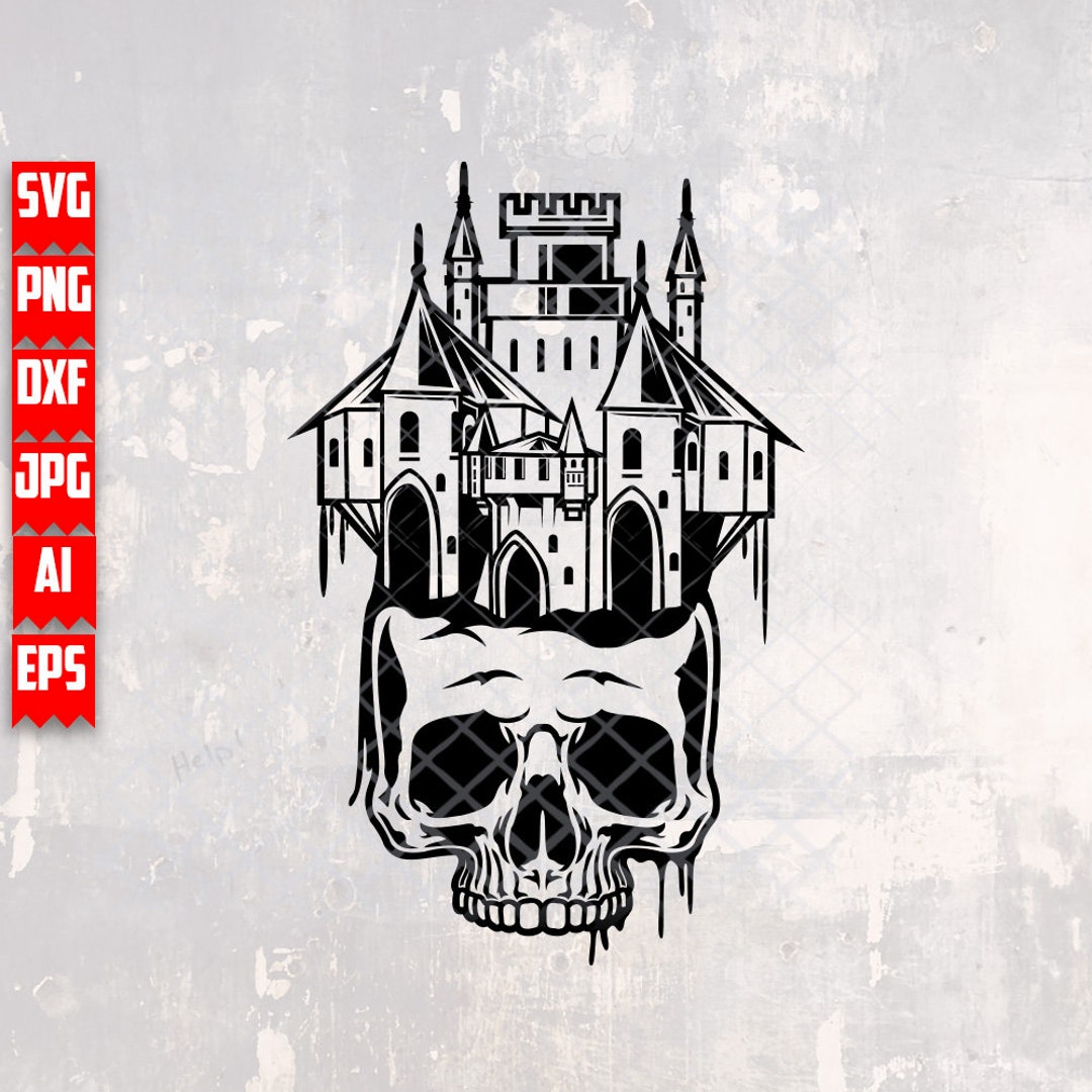 Skull Castle Svg Files | Skull Svg | Halloween Svg | Halloween Png ...