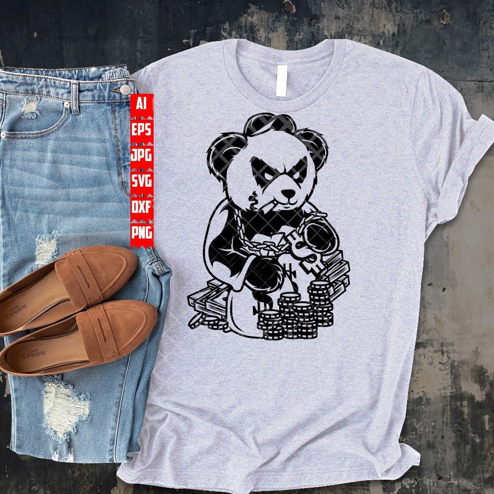 Panda Rich Svg | Gangster Animal Clipart | Hippie Bear Cutfile ...