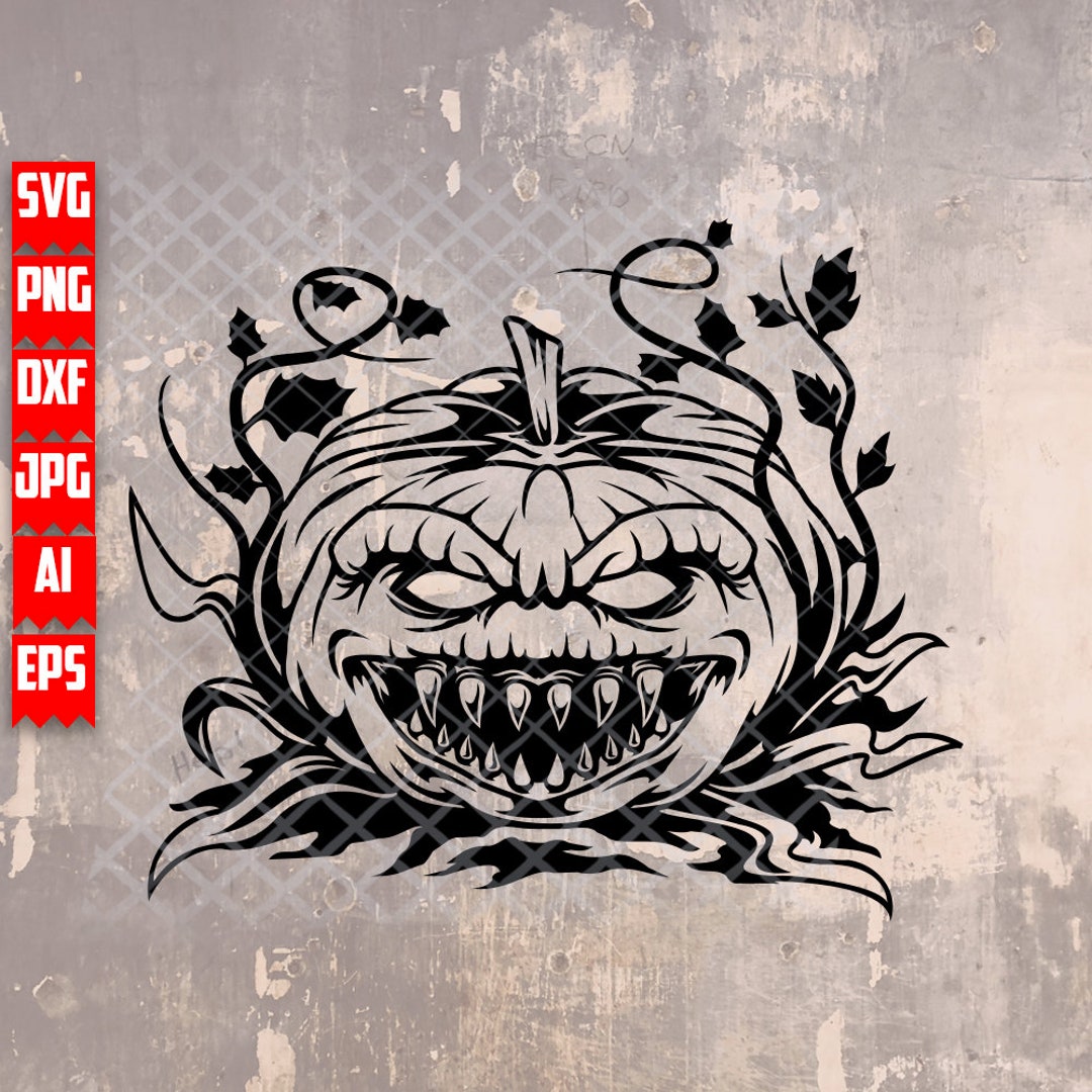 Scary Pumpkin Svg | Creepy Halloween T-shirt Design Png | Horror Food ...