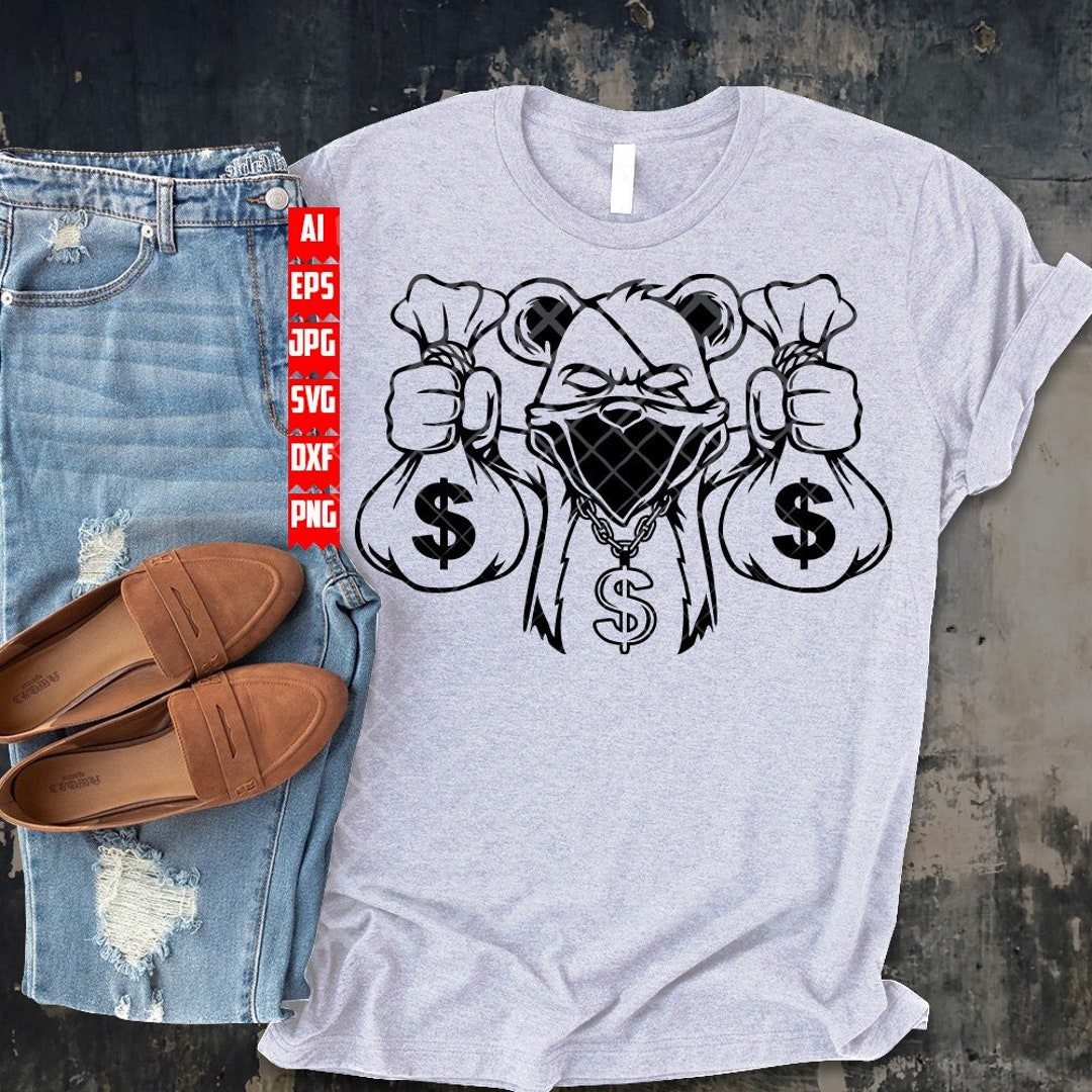 Bandit Teddy With Moneybag Svg | Moneybag Teddy Svg | Teddy Bear Svg ...