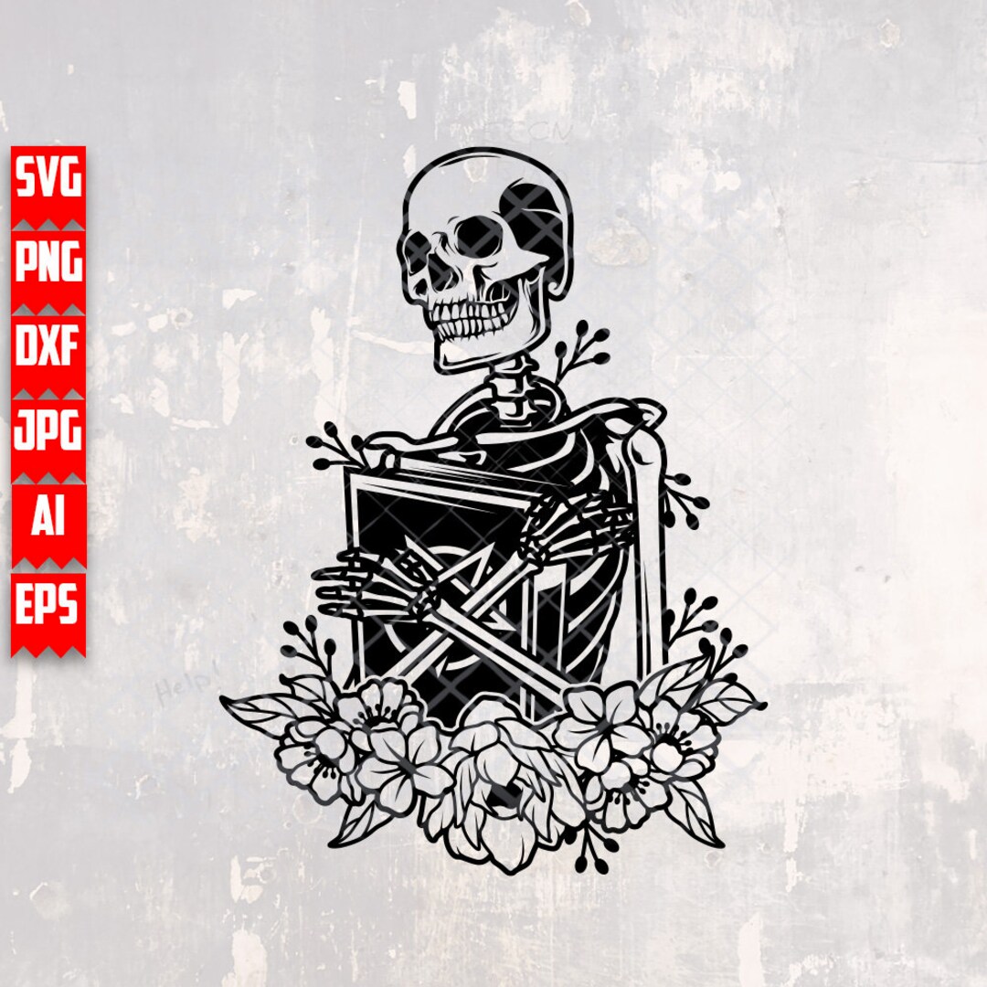 Witchcraft Skull Svg | Spell Book Cutfile | Floral Skeleton Stencil ...