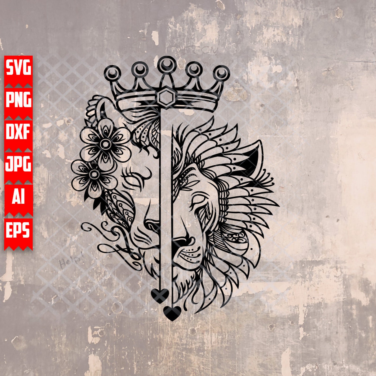 Lion King Queen Abstract Svg | Safari Animal Clipart | Wild Life Dxf ...
