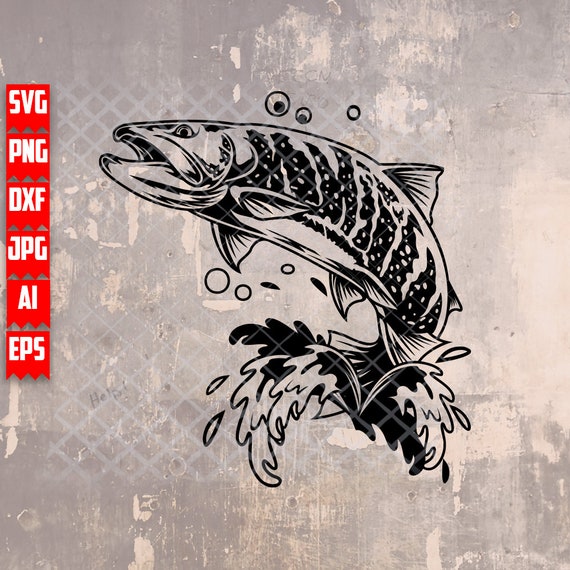 Trout Fish Svg Fishing Shirt Png Angler Dad Gift Idea Dxf - Etsy