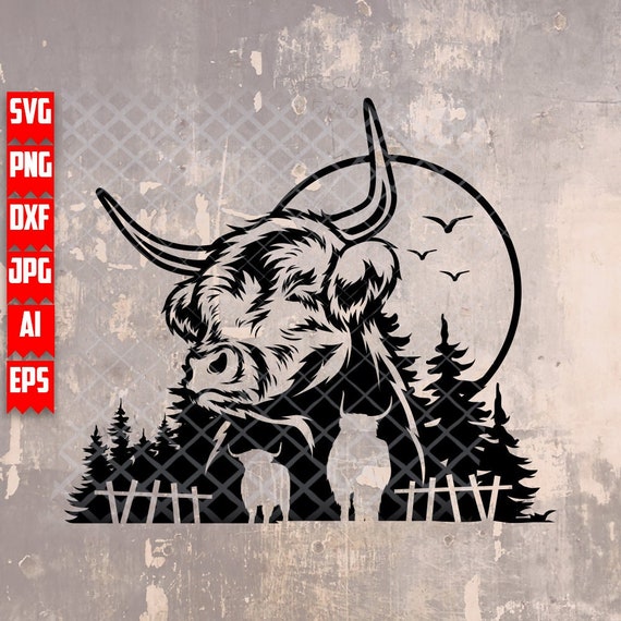 Highland Cow Scene Svg Files Highland Cow Svg Cow Svg - Etsy Australia