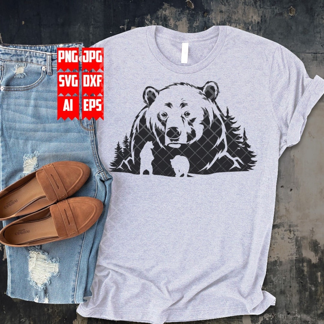 Bear Scene Svg File | Bear Wilderness Svg | Outdoor Svg | Mountain ...