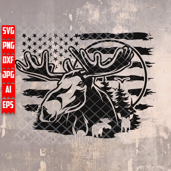 US Moose Scene Svg Camp Scene Cut File Outdoor Camping - Etsy