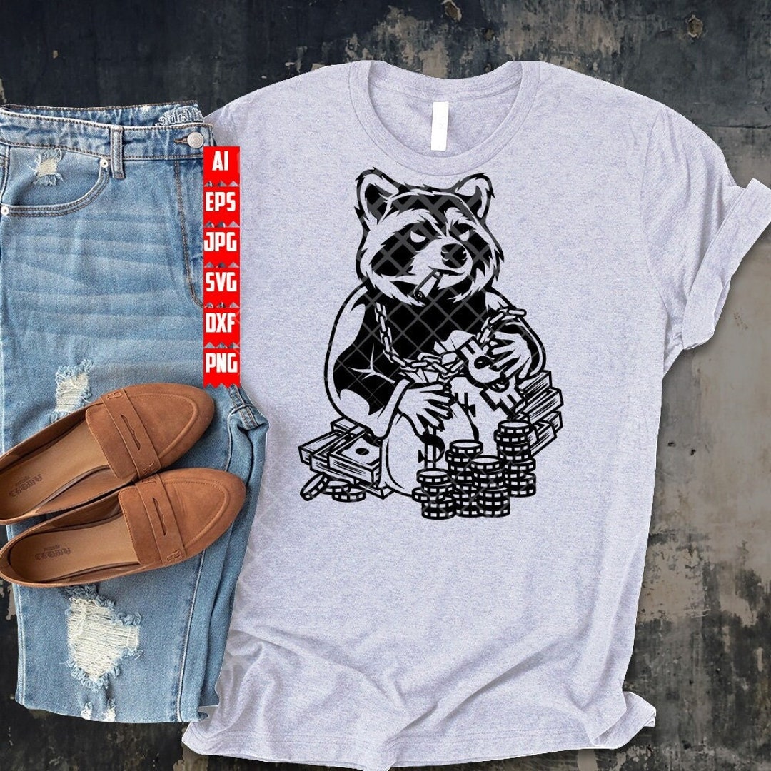 Raccoon Money Rich Svg | Gangster Animal Clipart | Hippie Trash Panda ...
