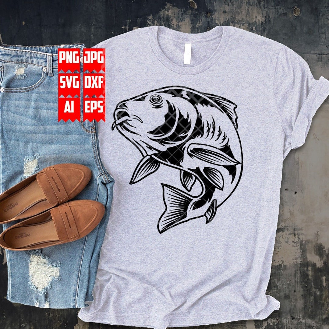 Carp Fish Svg | Fresh Water Fishing Clipart | River Angling Stencil ...