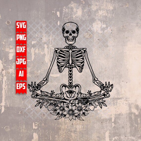 Skeleton Meditating Svg Human Skeletal Cut File Floral - Etsy Canada