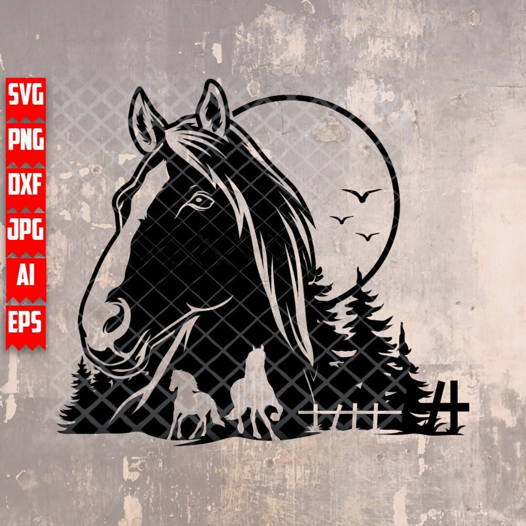 Horse Scene Svg Barn Animal Clipart Ranch Logo Monogram - Etsy