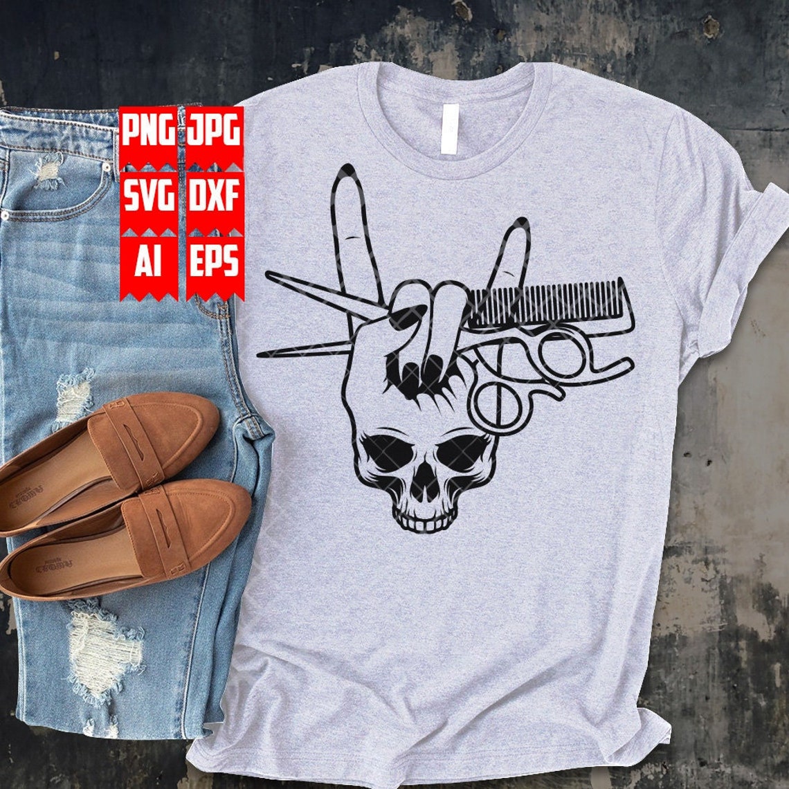 Hair Stylist Skull Rock Sign Svg | Hair Stylist Svg | Rock Sign Skull ...