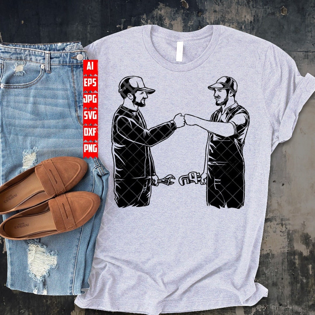 Plumber Fist Bump Svg | Plumbing Partner Stencil | Wrench Repair ...