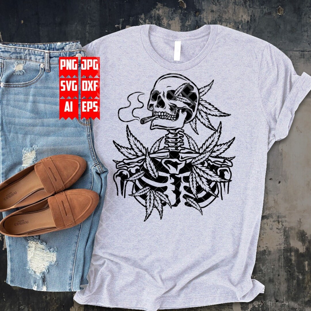 Skull Smoking Weed Svg High Skeleton Kush Life Cut File Joint Blunt Dxf ...