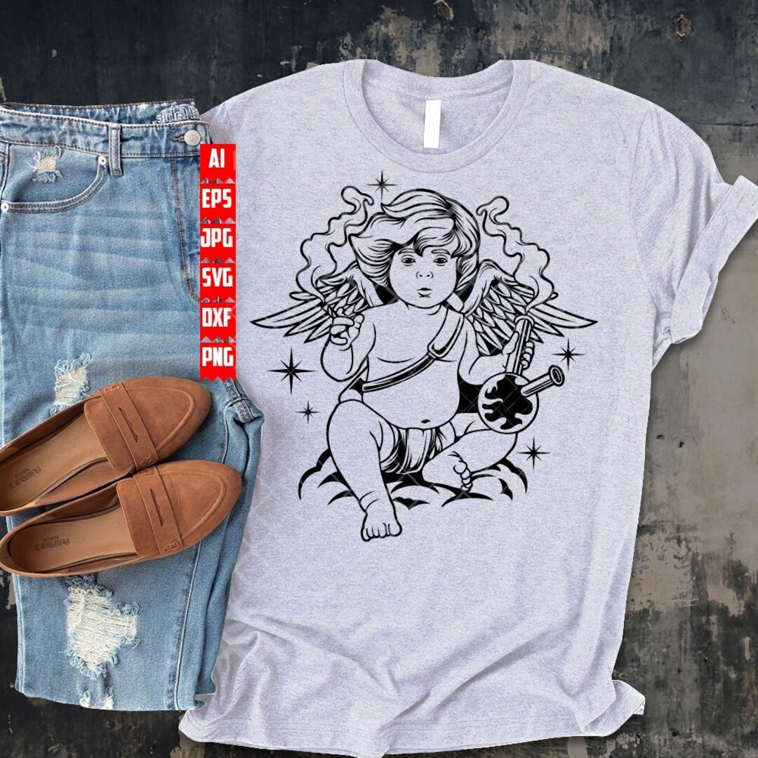 Angel Smoking Weed Svg | High Cupid Clipart | Smoking Joint Cutfile ...