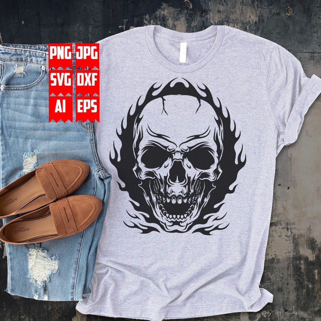 Flaming Skull Svg | Cut Files | Skull Svg | Skull Clipart | Skull Png ...