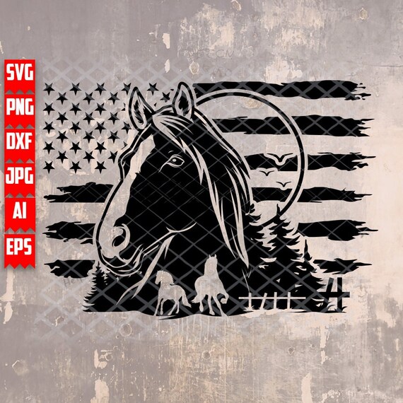 US Horse Scene Svg Barn Animal Clipart USA Ranch Logo Dxf - Etsy