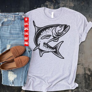 Tarpon Fish Svg | Fishing Dad Clipart | Ocean Angler Stencil | Sea ...