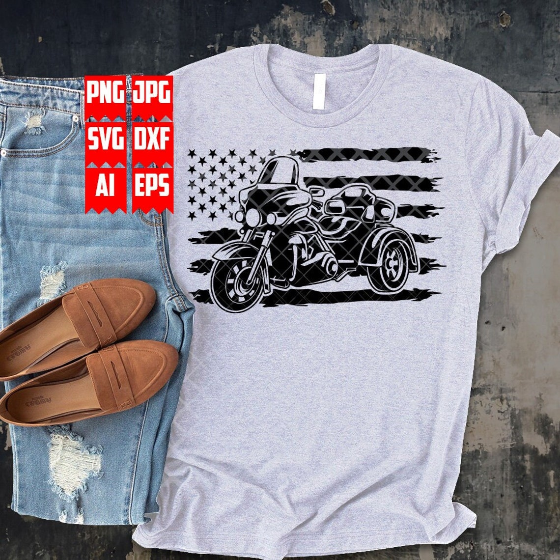 US Trike Motorbike Svg | Trike Bike Clipart | Motorcycle Cut File | USA ...