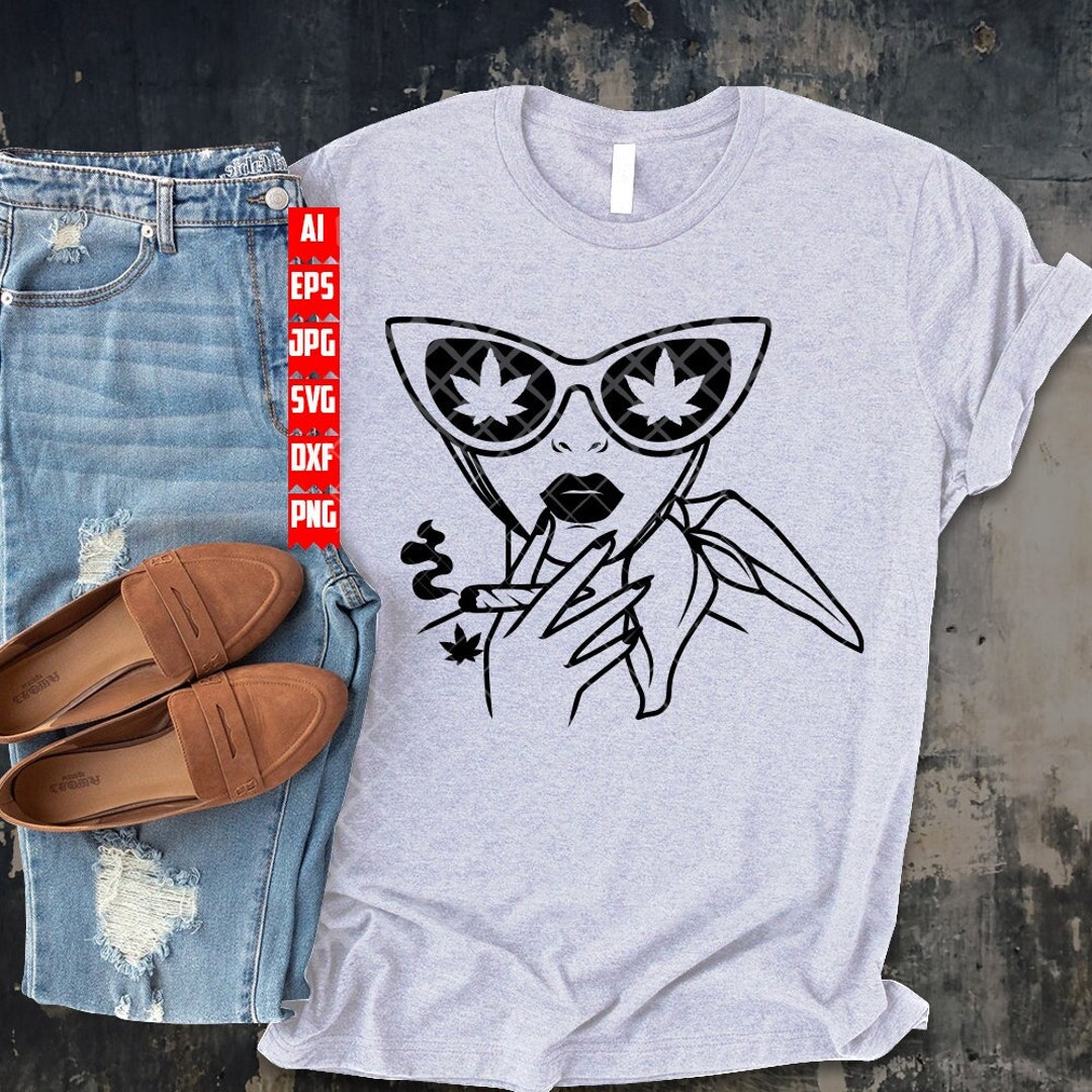 Sexy Girl Smoking Joint Svg | Cannabis Clipart | Dope Lady Dxf | Rasta ...