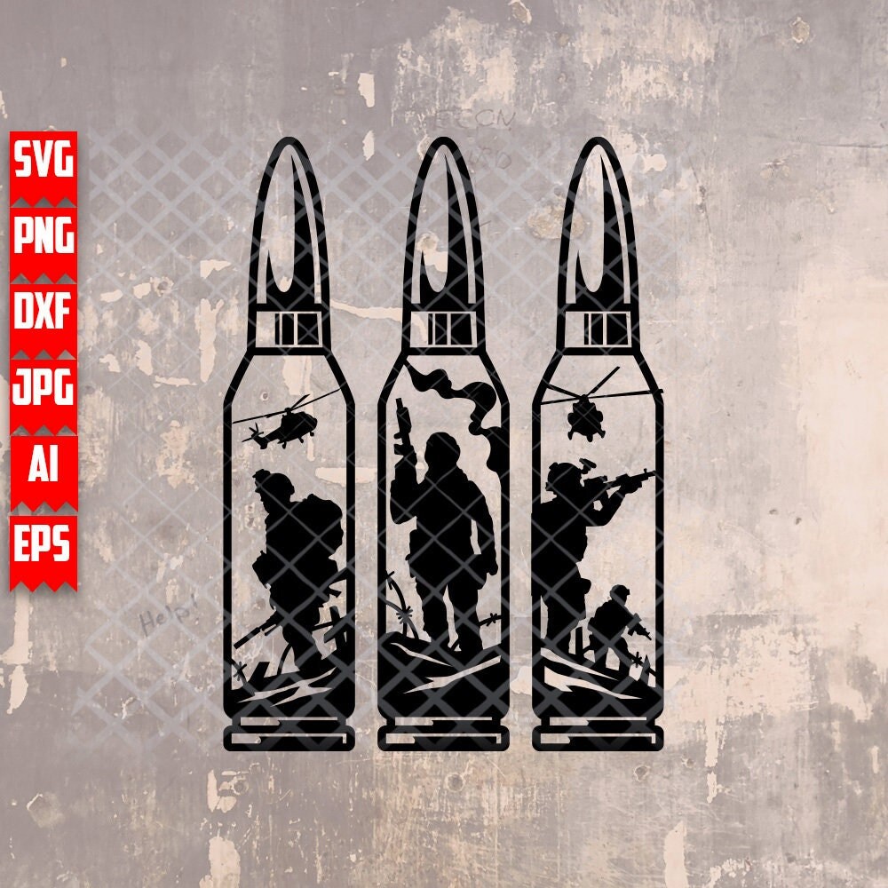 Bullet Soldier Scene Svg Military Scene Svg Veteran Svg - Etsy UK