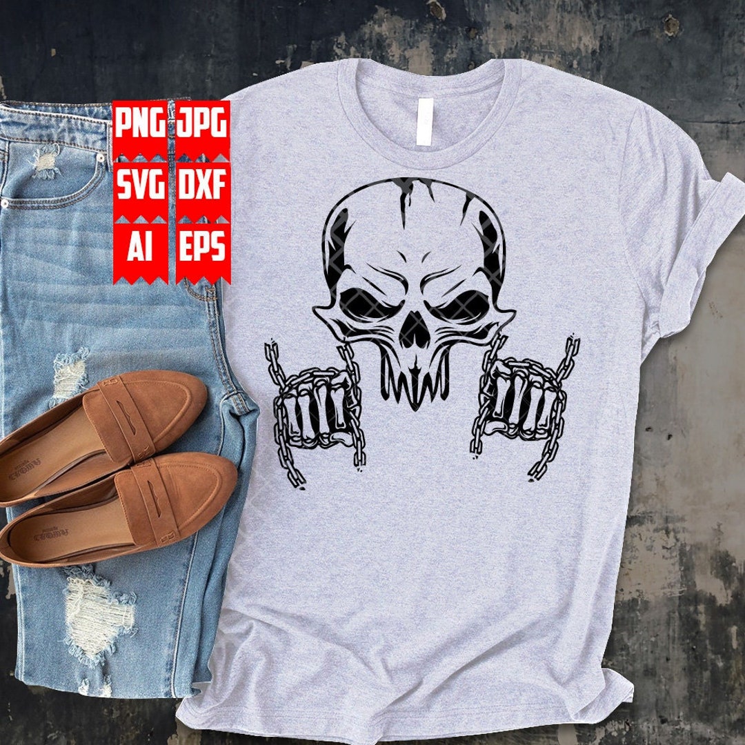 Skull Fist Chain | Skeletal Head Clipart | Skeleton Face Stencil ...