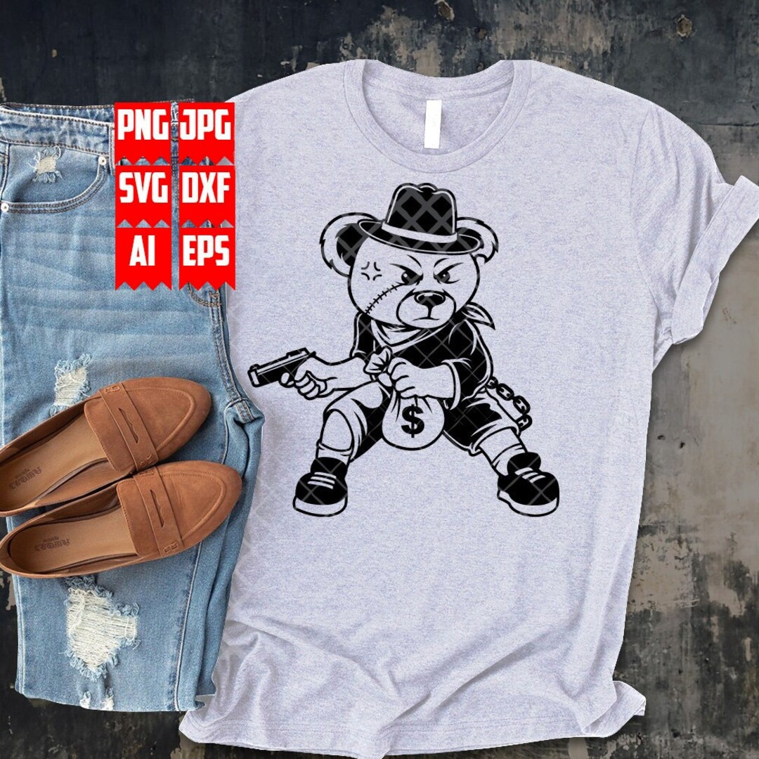 Bandit Teddy Bear Svg Teddy Svg Gangster Teddy Svg Teddy the Bandit Svg ...