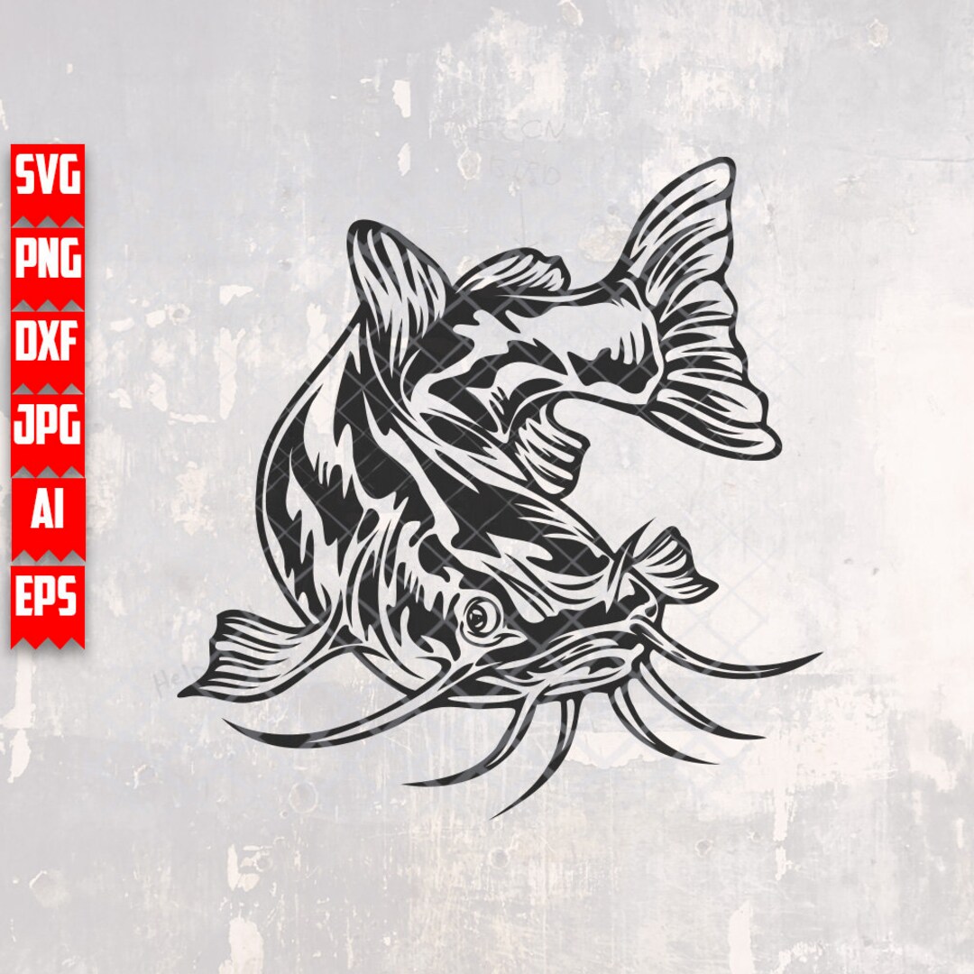 Catfish Svg | Cat Fishing Clipart | Fresh Water Fish Cutfile | Angler ...