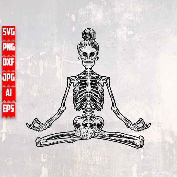 Skeleton Yoga Svg - Etsy