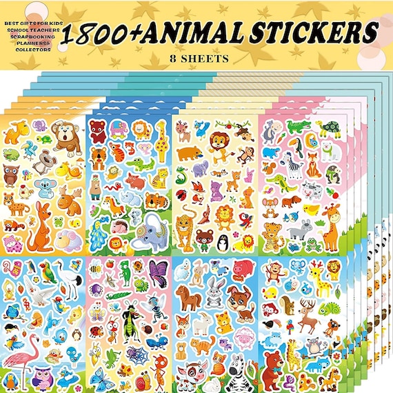 Animal Stickers Assortment Set 8 Sheets 1800 Count 16 - Etsy