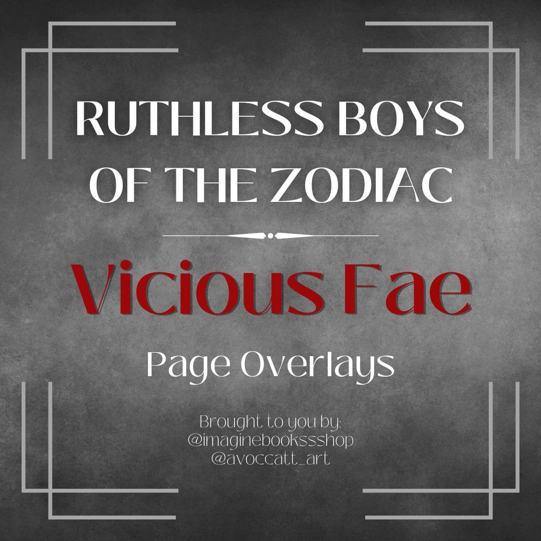 USA - Ruthless Boys of the Zodiac: Vicious Fae Page Overlays - Etsy