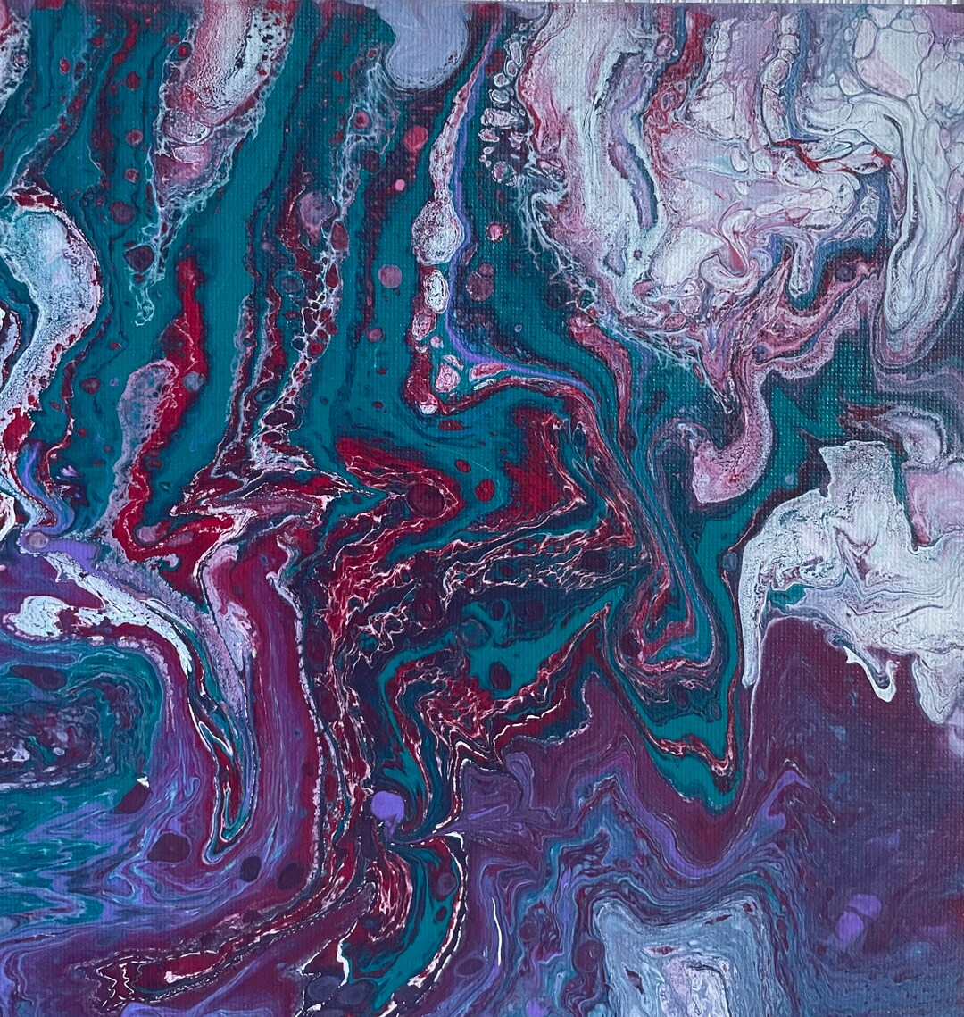 Red,purple,blue Pouring Art Painting on Canvas - Etsy