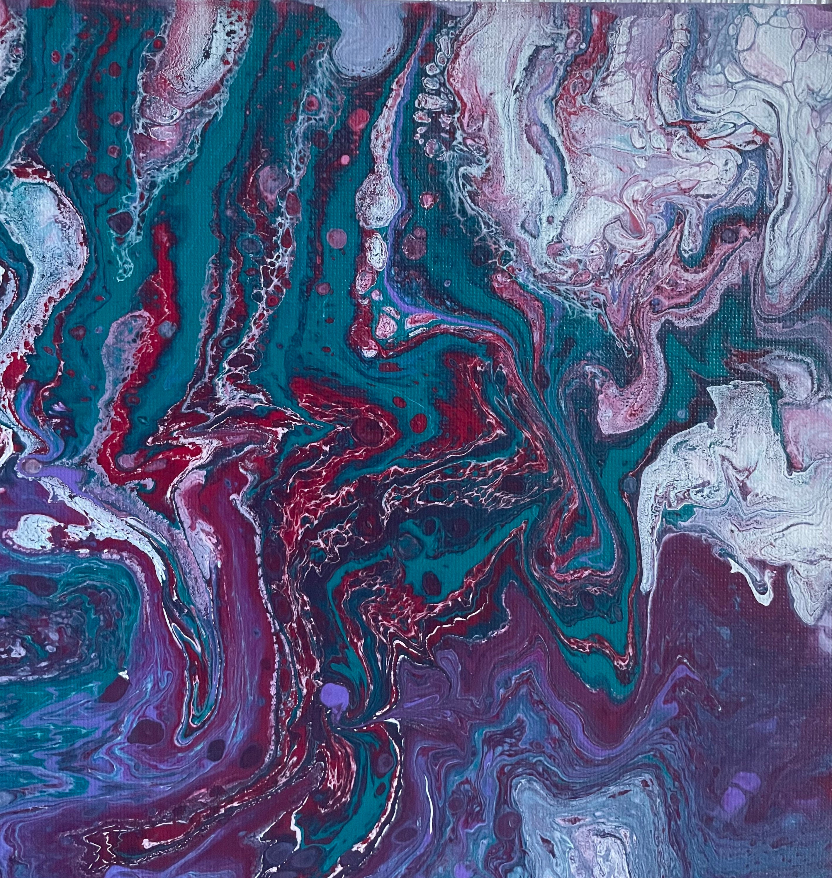 Red,purple,blue Pouring Art Painting on Canvas - Etsy