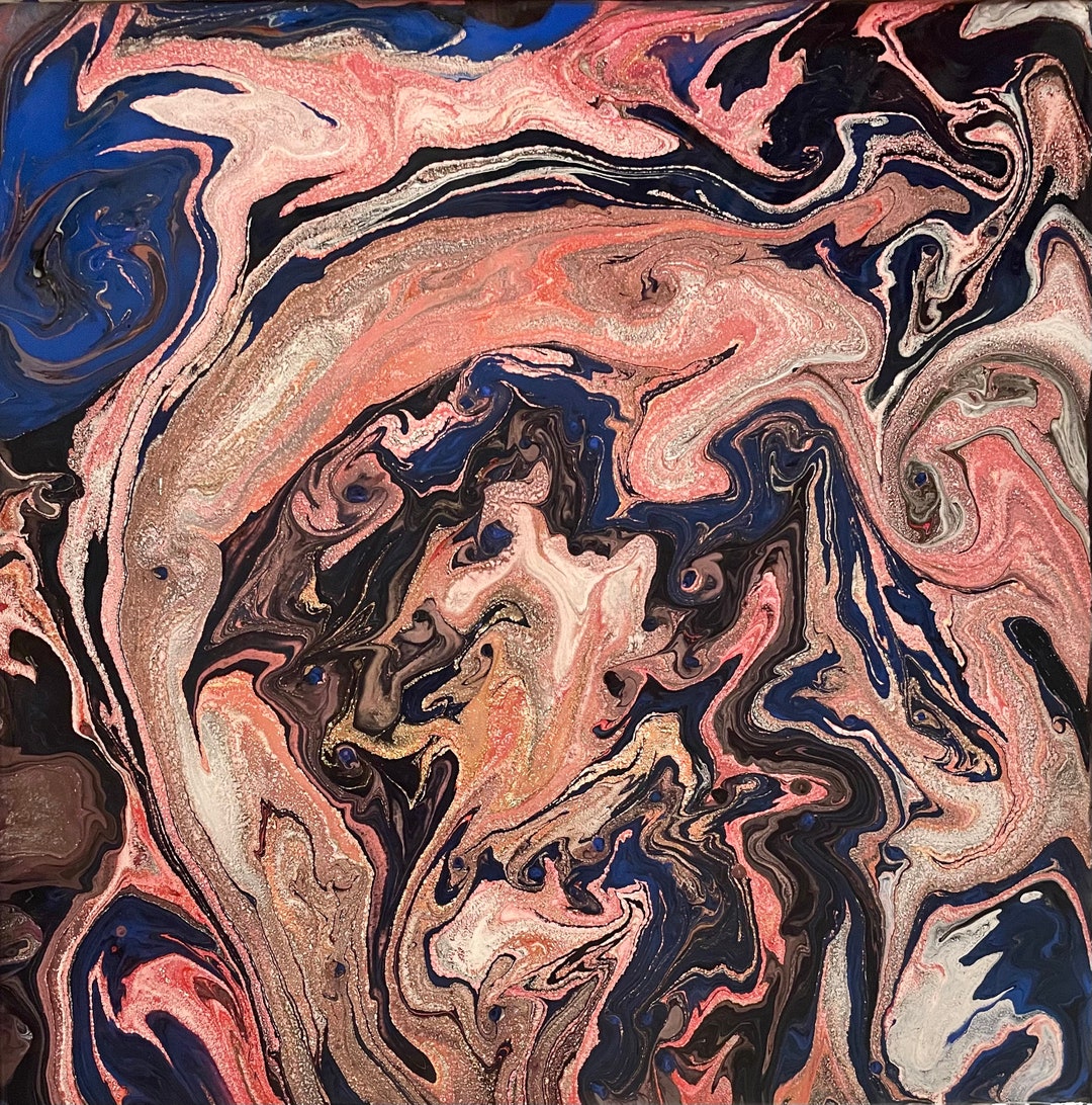 Royal Blue Pouring Painting - Etsy