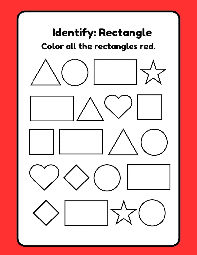 Identifying Shapes Workbook - Etsy