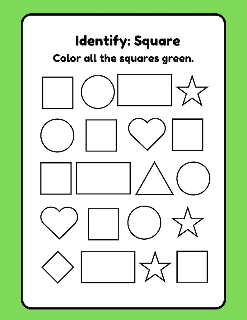 Identifying Shapes Workbook - Etsy