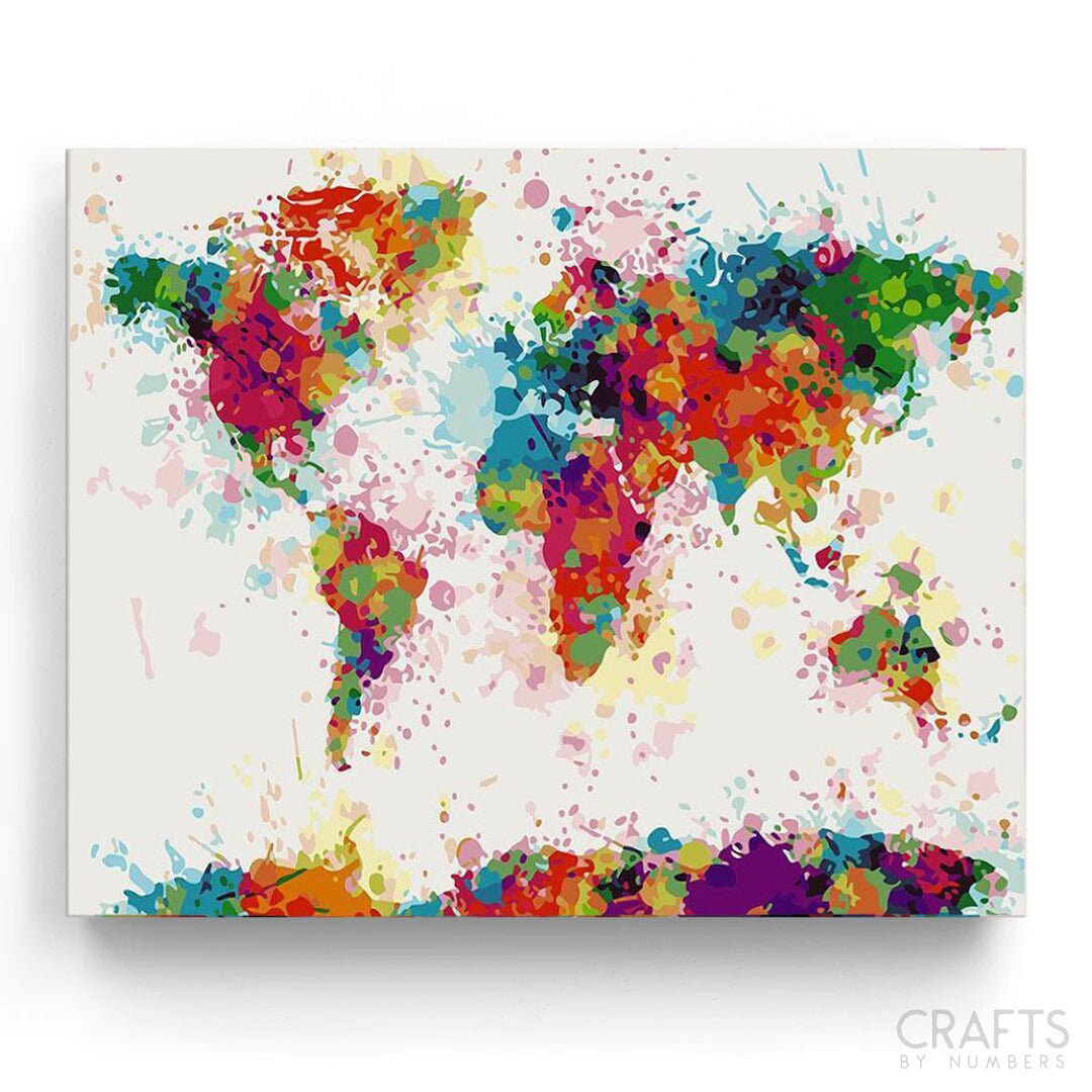 Colorful World Map Paint by Numbers Premium Paint by Number Paint by ...