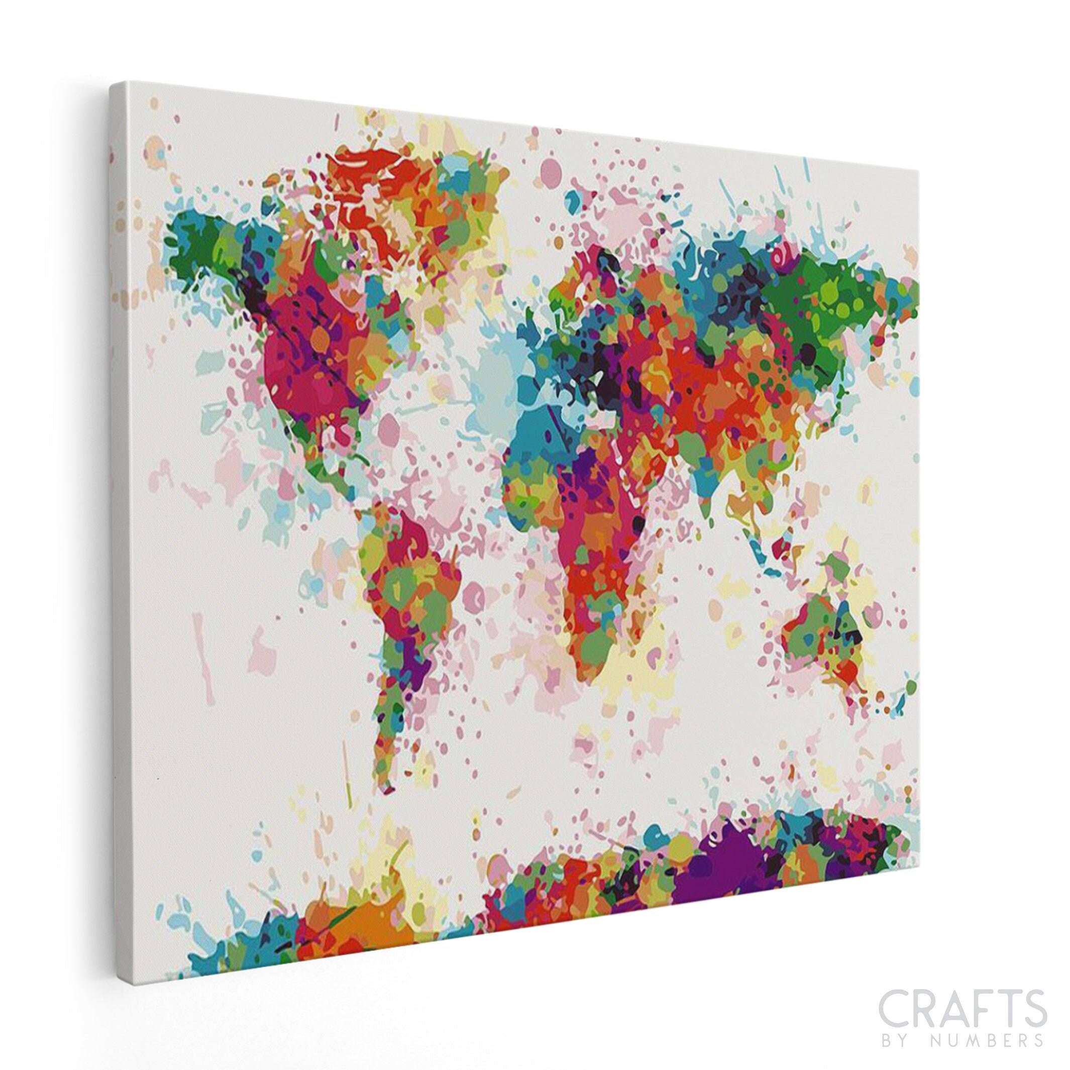 Colorful World Map Paint by Numbers Premium Paint by Number Paint by ...